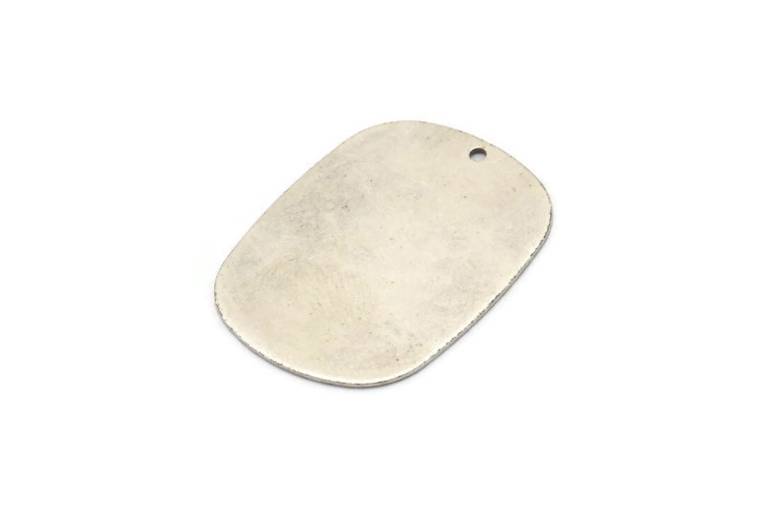 Silver Military Tag, 6 Antique Silver Plated Brass Stamping Blanks With ...