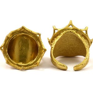 Crown Ring Settings - 1 Raw Brass Crown Ring Setting With Pad Size 20mm ...