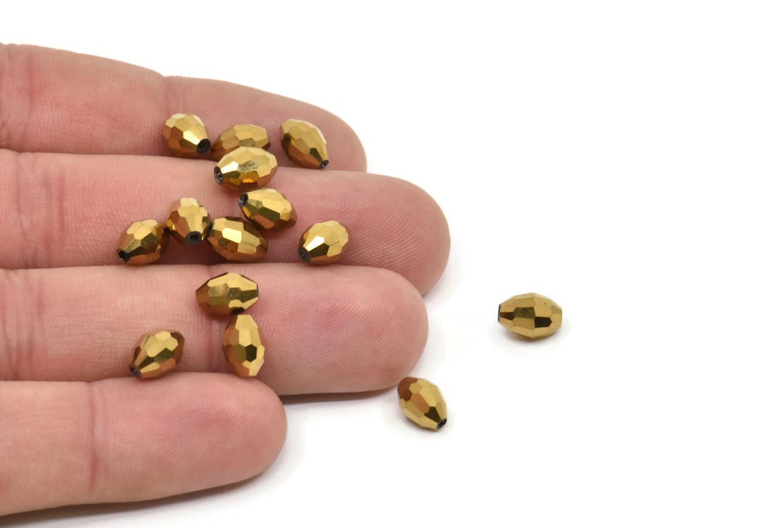 Vintage Gold Bead, 24 Vintage Gold Plastic Oval Beads (8x6mm) CF95 T035 ...