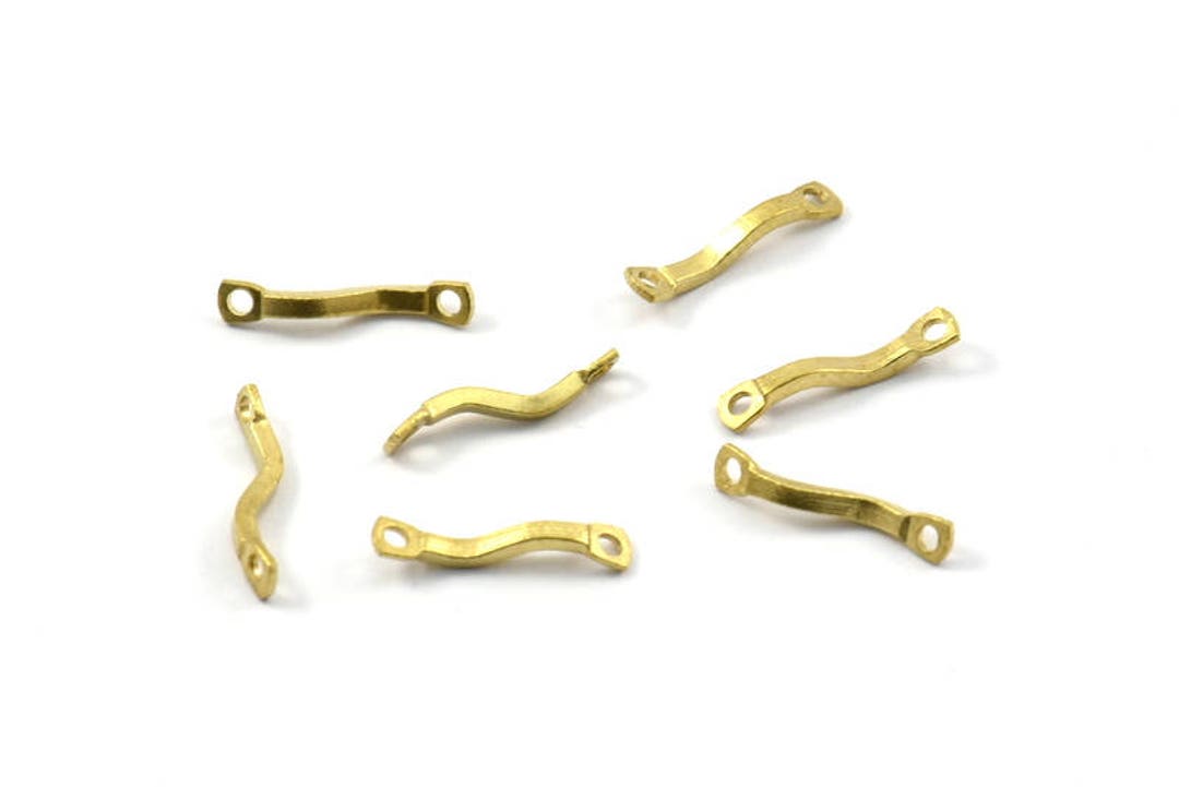 Brass Wavy Connector, 50 Raw Brass Wavy Connectors With 2 Holes (13x1mm ...