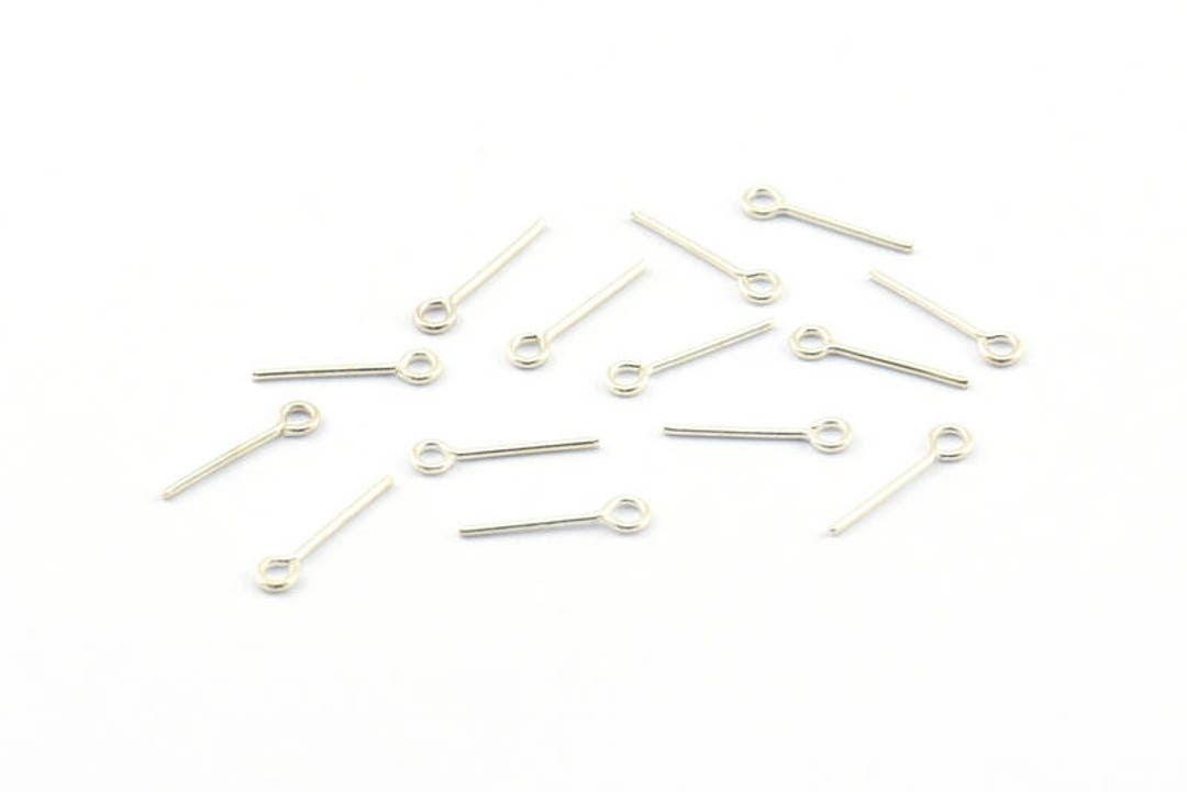 925 Silver Eye Pin, 300 Silver Plated Eye Pins, Findings (11x0.6mm) BS ...