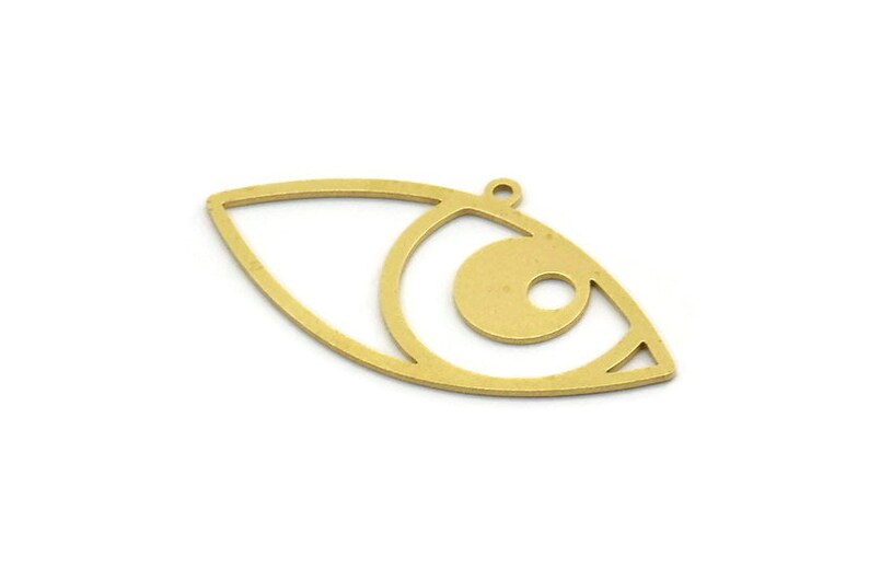 Brass Eye Charm, 12 Raw Brass Eye Charms With 1 Loop, Findings (18 ...