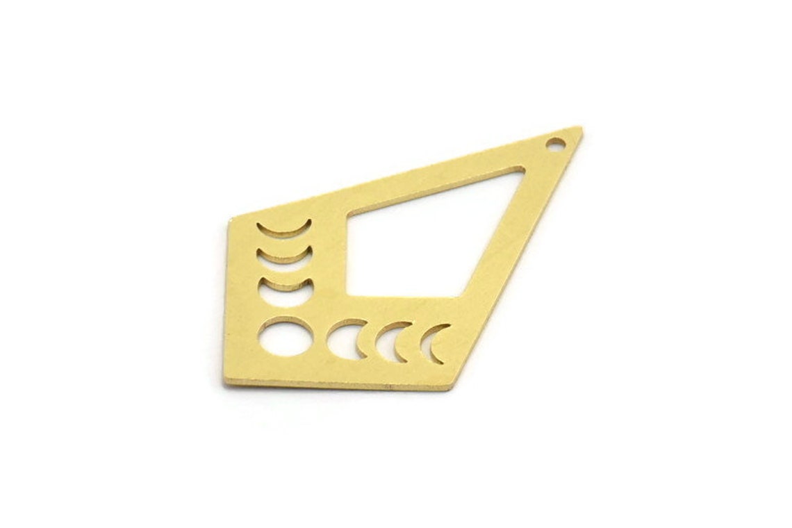 Brass Diamond Charm, 8 Raw Brass Moon Phases Charms With 1 Hole ...