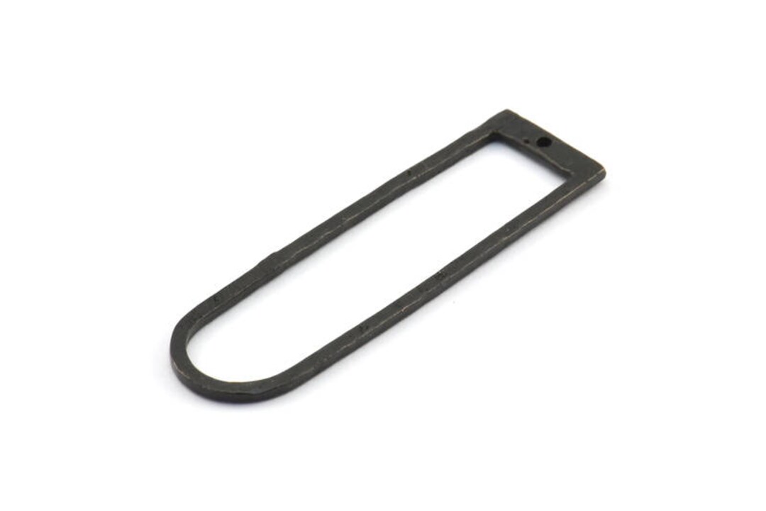 D Shape Rings, 2 Oxidized Brass Black Hammered Long D Shape Connectors ...