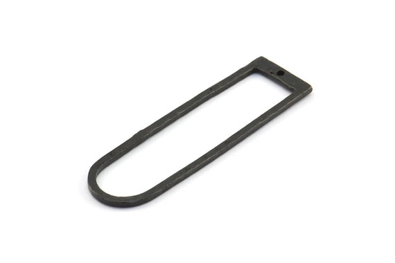 D Shape Rings 2 Oxidized Brass Black Hammered Long D Shape | Etsy