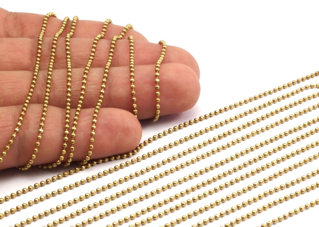 1.5mm Ball Chain, 10 Meters - 33 Feet (1.5mm) Raw Brass Ball Chain ...