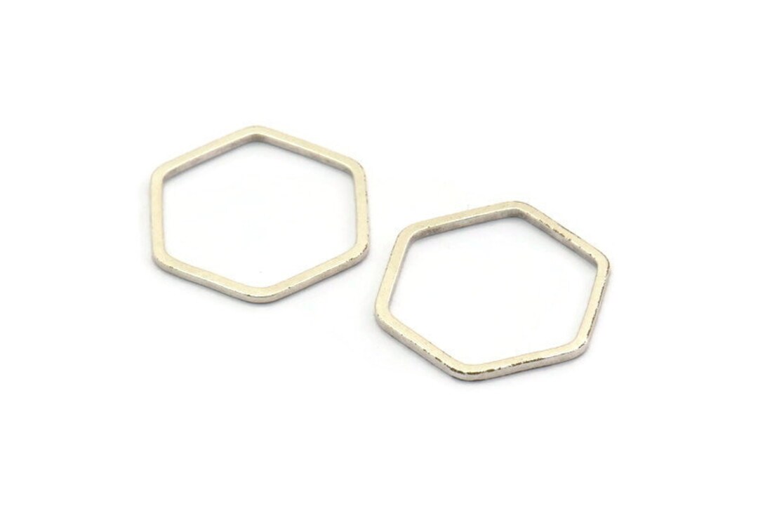 Silver Hexagon Ring, 25 Antique Silver Plated Brass Hexagon Rings ...