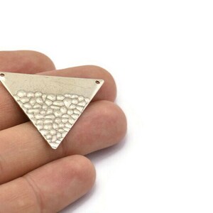 Silver Triangle Charm, 4 Antique Silver Plated Brass Triangle Charms ...