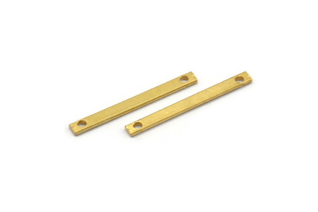 Brass Flat Connector, 50 Raw Brass Bars With 2 Holes (20x2x0.80mm) Bs ...