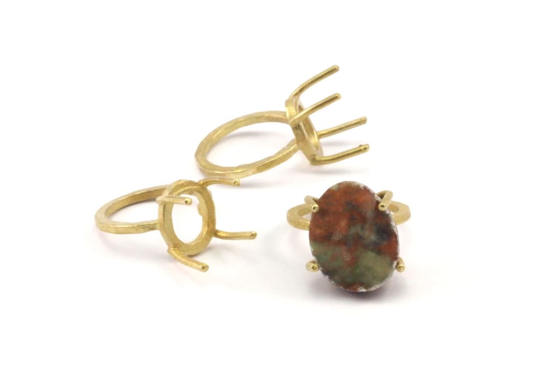 Claw Ring Setting, 4 Raw Brass Ring Settings With 4 Claws, Ring Blanks ...