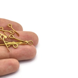 Paddle Eye Pins, 12 Raw Brass Paddle Eye Pins (20x1.2mm) D0347 - Etsy