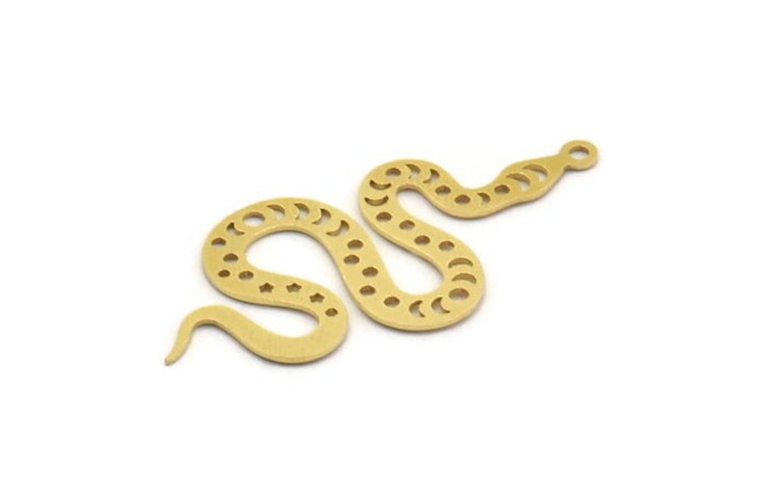 Brass Snake Charm, 8 Raw Brass Snake Pendants With 1 Loop, Charms ...