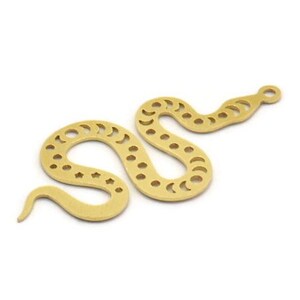 Brass Snake Charm, 8 Raw Brass Snake Pendants With 1 Loop, Charms ...