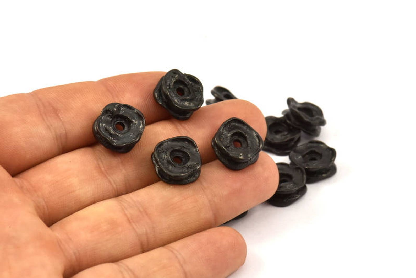 Wavy Spacer Bead 8 Oxidized Brass Double Wave Rondelle Beads - Etsy