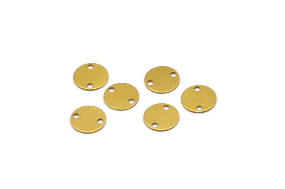 Brass Round Tag, 100 Raw Brass Round Connectors With 2 Holes, Stamping ...
