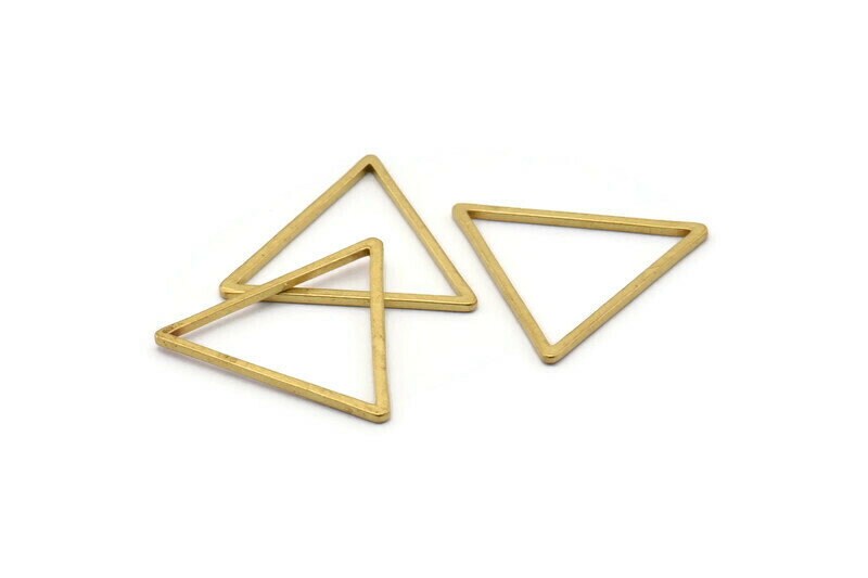 Brass Triangle Charm, 25 Raw Brass Open Triangle Ring Charms (27x1.2mm ...