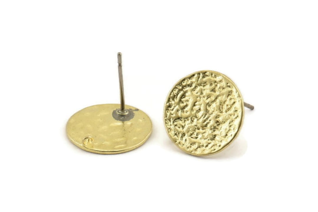 Brass Round Earring, 6 Raw Brass Round Earring Studs (14mm) N1179 - Etsy