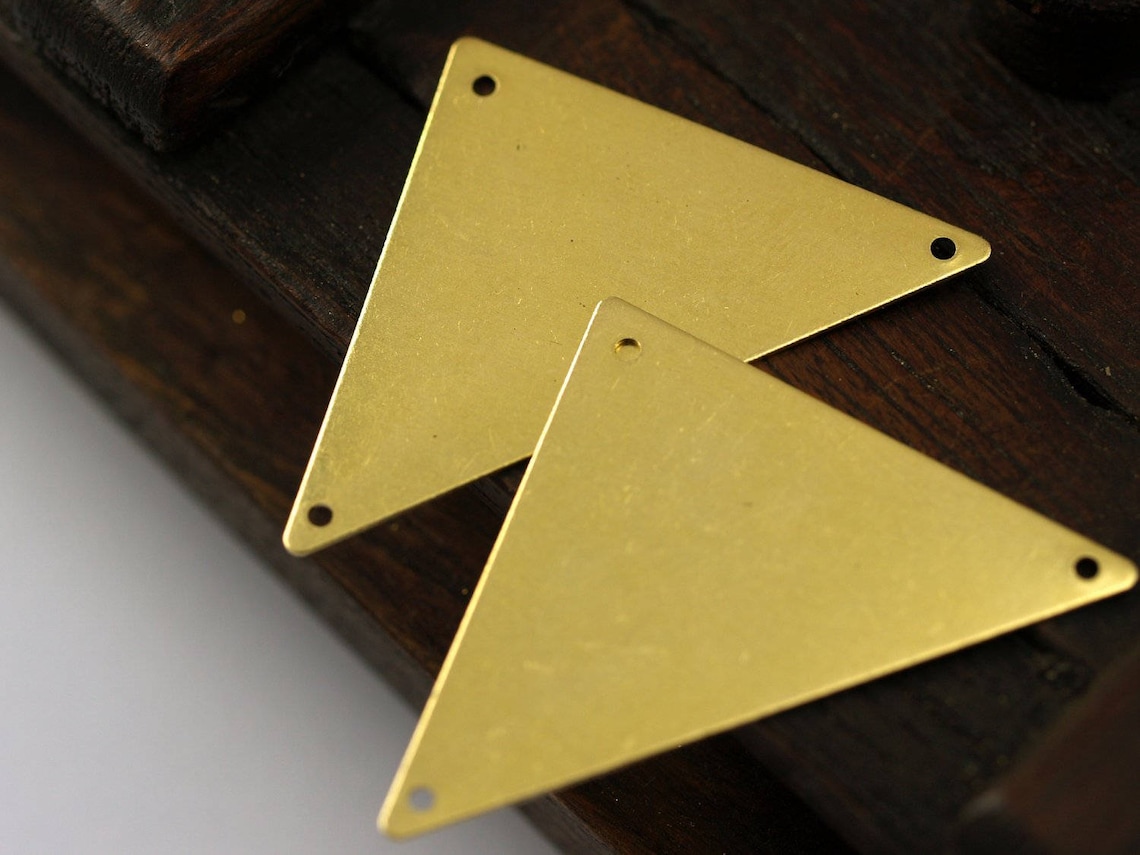 Raw Brass Triangle 10 Raw Brass Triangle Pendants With 3 - Etsy