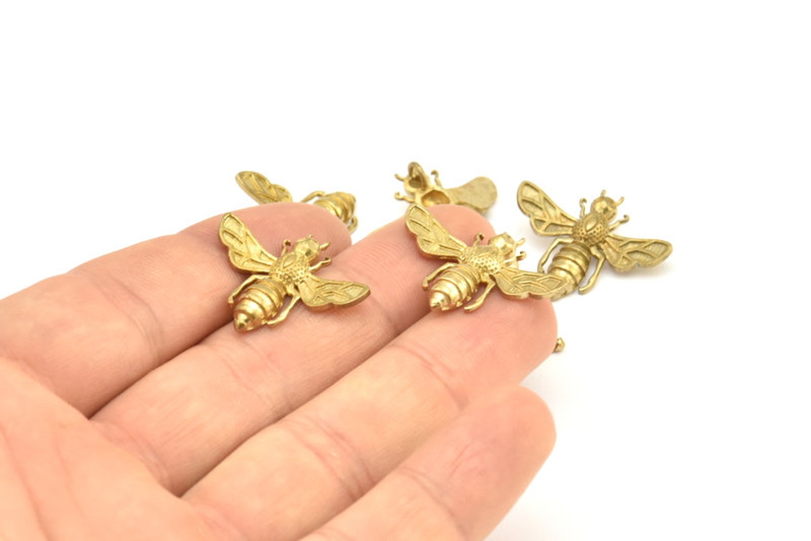 Brass Bee Pendant 4 Raw Brass Bee Charm With 1 Loop Pendant - Etsy