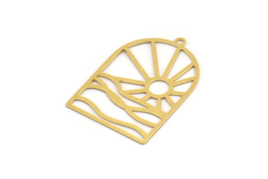 Brass Sun Charm, 6 Raw Brass Rising Sun Shaped Charms With 1 Loop ...