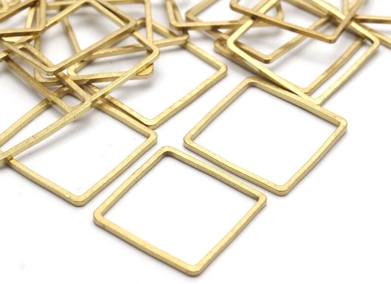 Square Brass Pendant 50 Raw Brass Square Connectors 16mm | Etsy