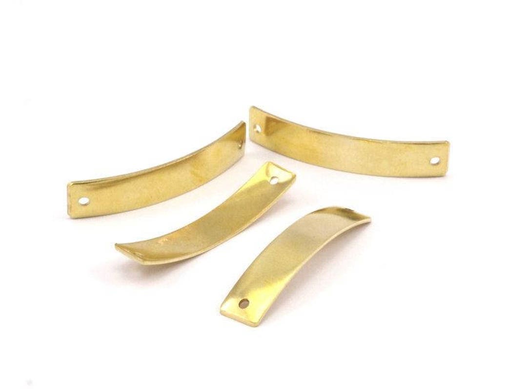 Brass Curved Rectangle, 14 Raw Brass Curved Rectangle Stamping Blank ...