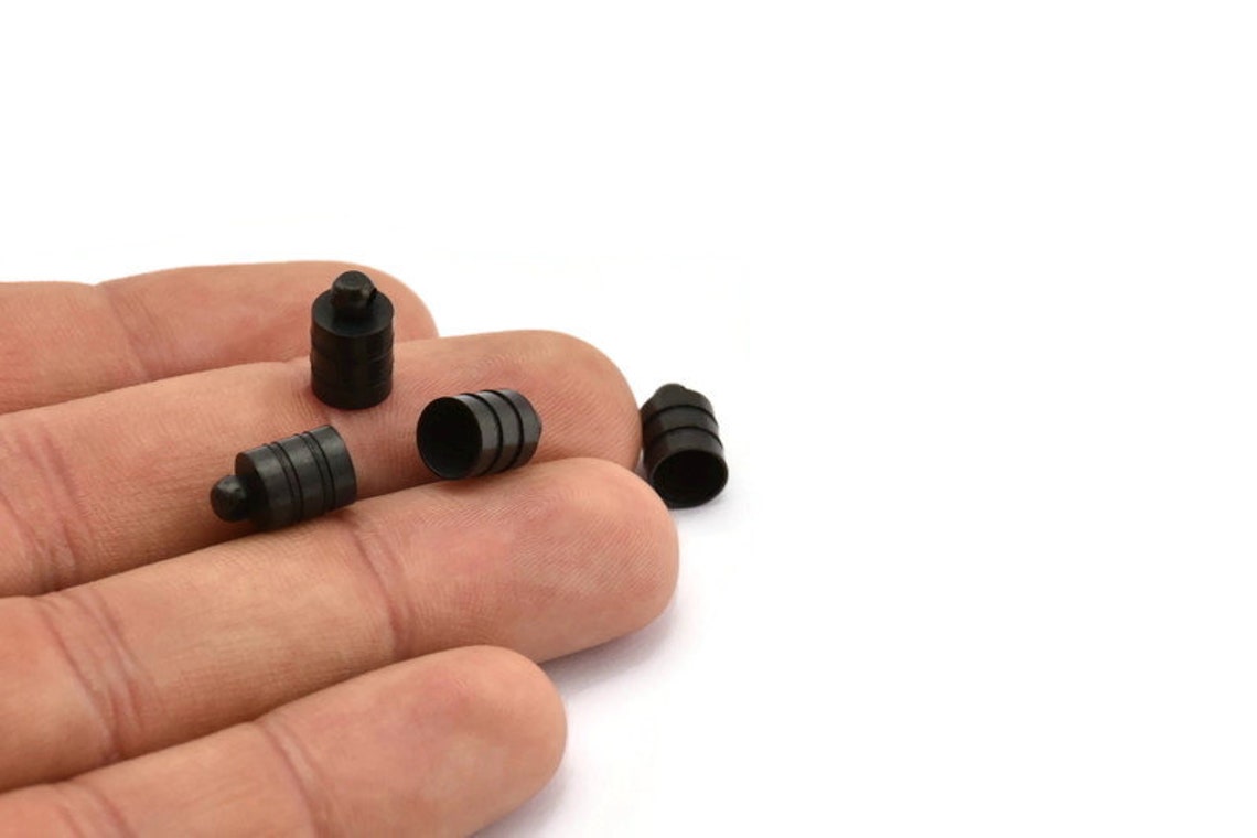 Black End Cap 12 Oxidized Brass Black End Cap Cord Tip 6mm - Etsy