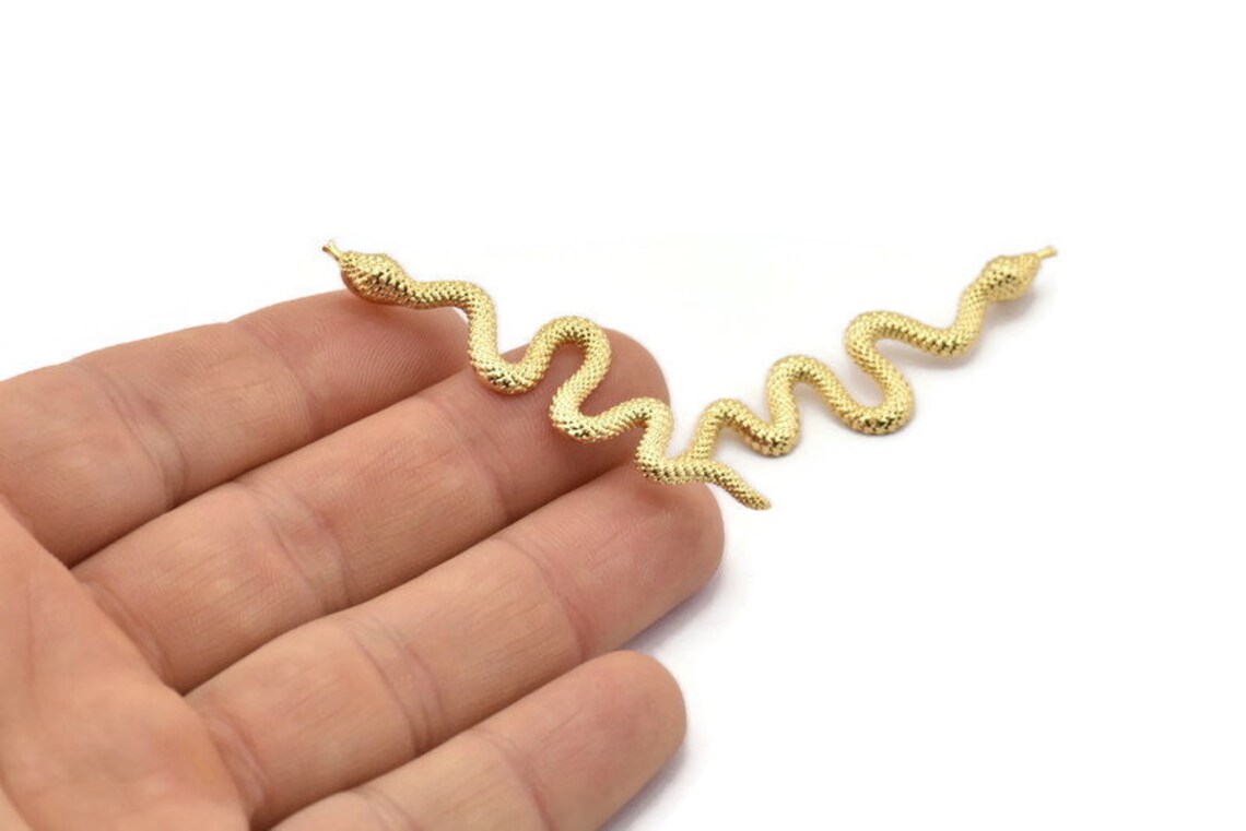 Gold Snake Charm 2 Gold Plated Brass Snake Pendants With 1 - Etsy