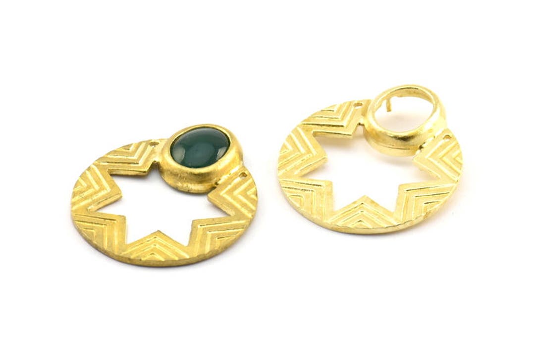 Brass Star Pendant, 2 Raw Brass Star Ethnic Pendants With 2 Holes and ...