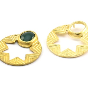 Brass Star Pendant, 2 Raw Brass Star Ethnic Pendants With 2 Holes and ...