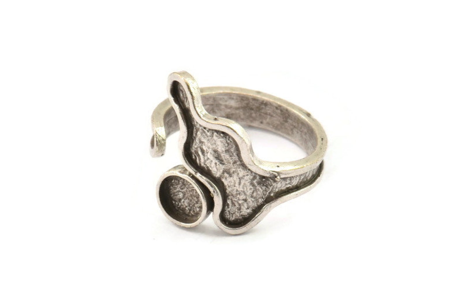 Silver Ring Setting, Antique Silver Plated Brass Adjustable Rings With ...