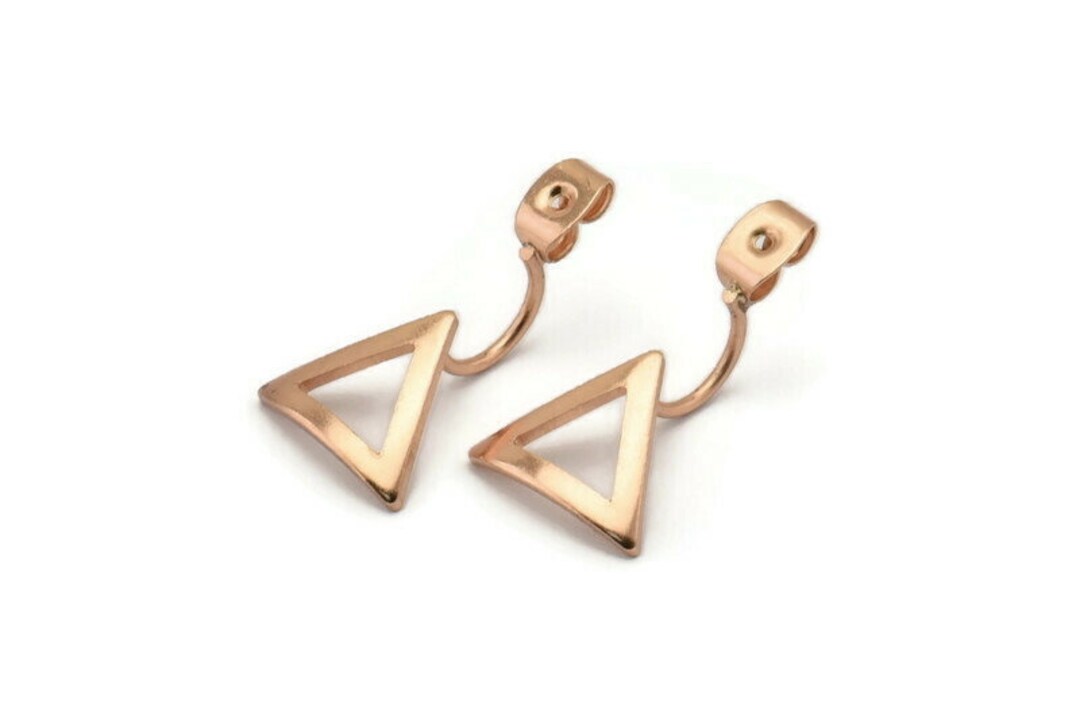 Rose Gold Back Stoppers, 6 Rose Gold Plated Brass Triangle Earring ...