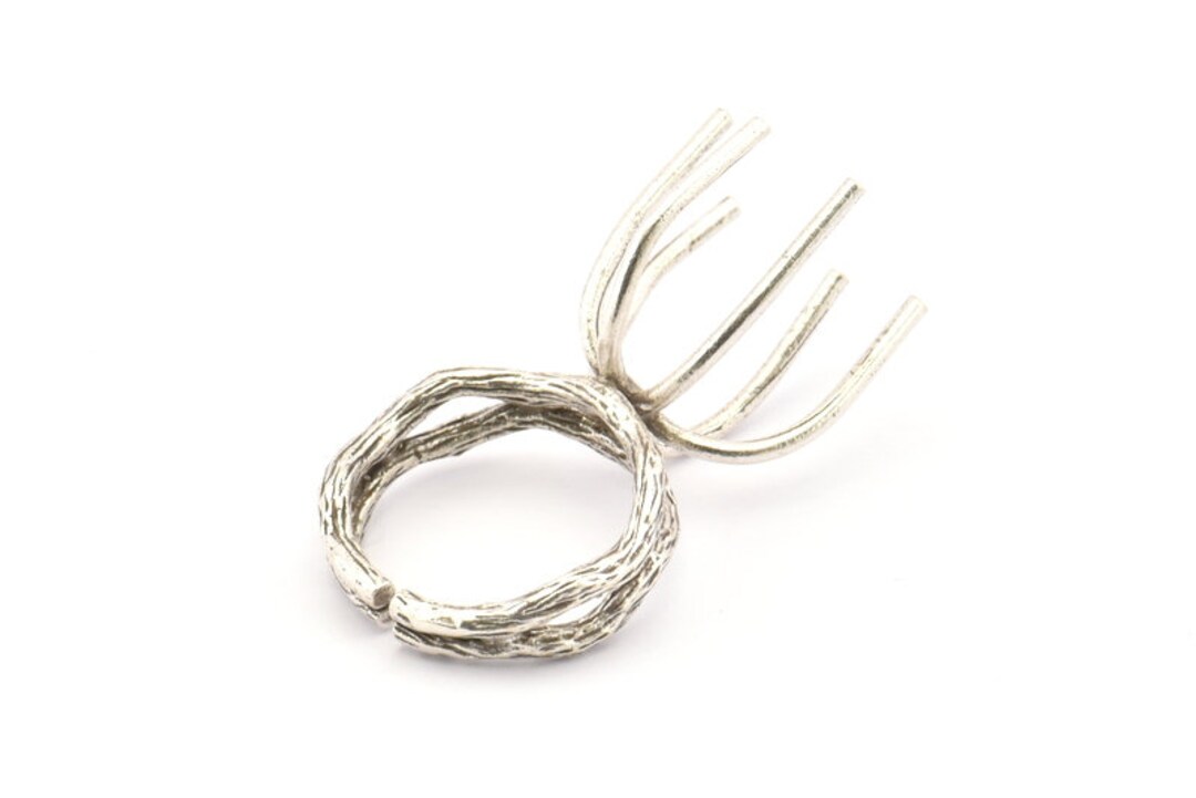 Silver Claw Ring, Antique Silver Plated Brass Adjustable Ring Blanks ...
