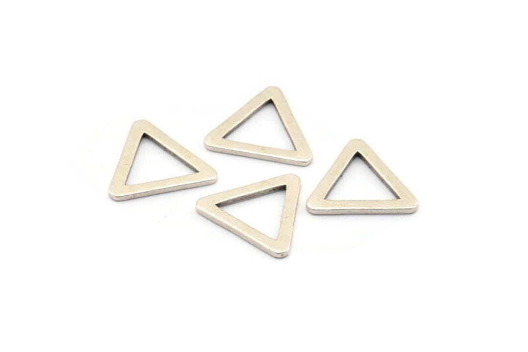 Small Triangle Connector, 8 Antique Silver Plated Brass Triangle ...