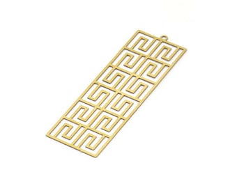 Raw Brass Rectangle Charm, Laser Cut Jewelry, Brass Geometric Earring ...