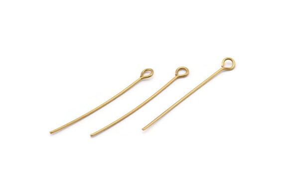 Brass Eye Pin 100 Raw Brass Eye Pins Findings 30x0.7mm Bs | Etsy
