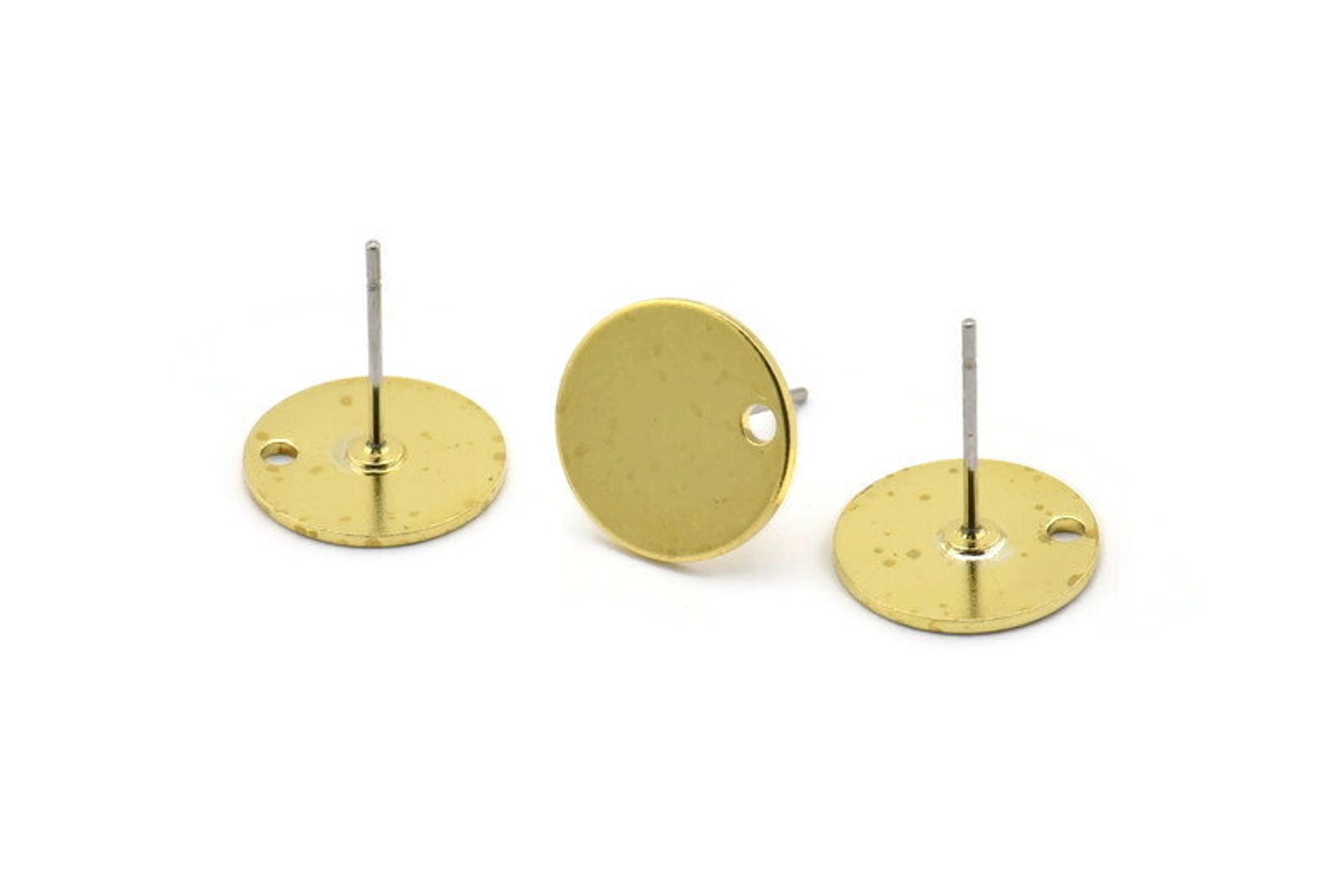 Brass Round Earring, 8 Raw Brass Round Earring Studs (12x0.80mm) M040 ...