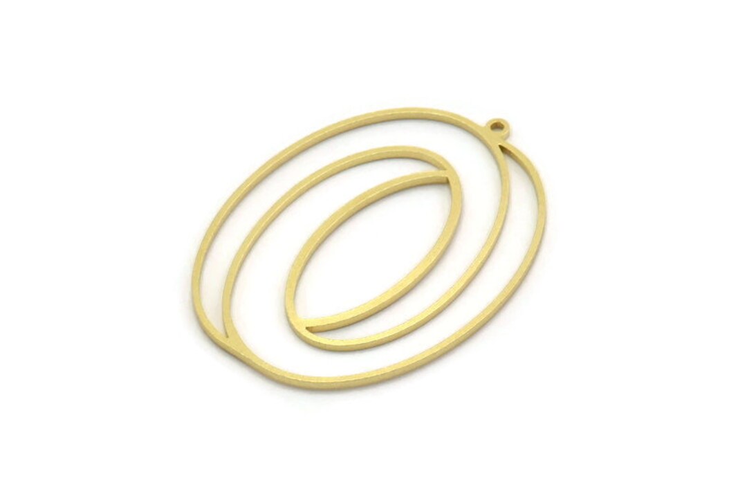 Brass Oval Charm, 2 Raw Brass Oval Charms With 1 Loop, Earring Charms ...