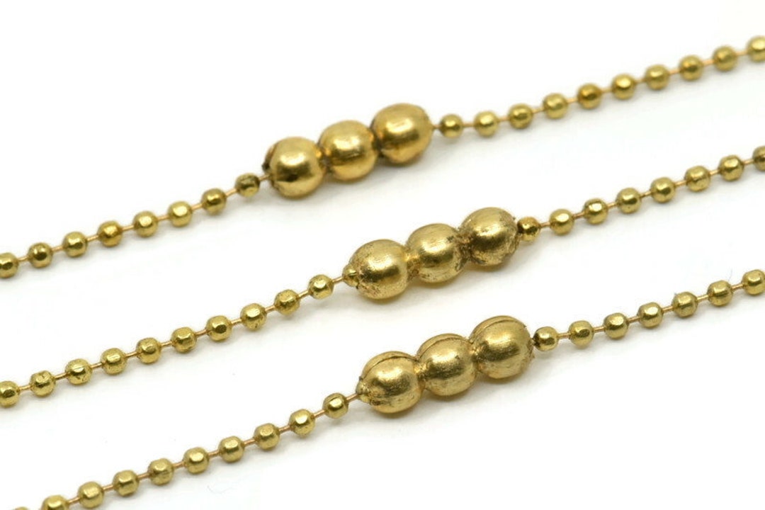 Brass Ball Chain, Raw Brass Faceted Ball Chain (1.4mm / 3.5mm) - Z187 ...