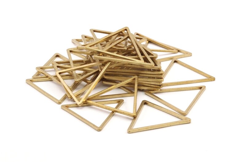 Brass Triangle Charm, 25 Raw Brass Open Triangle Ring Charms (27x1.2mm ...