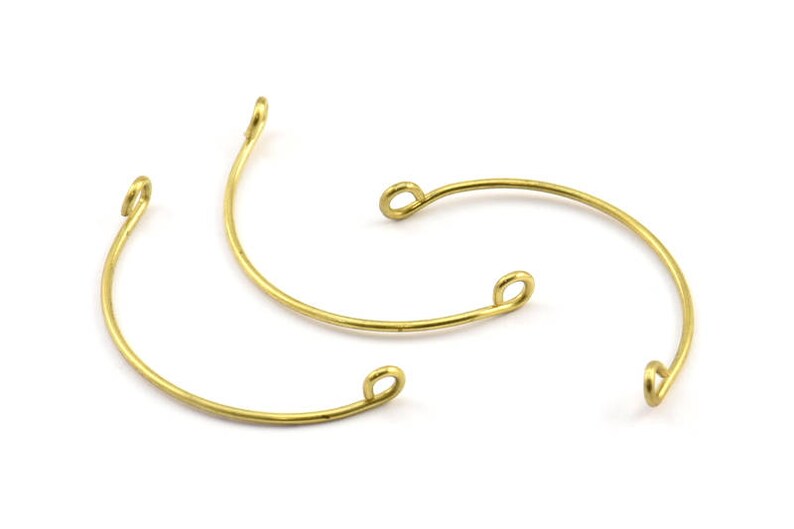 Semicircle Wire Connector, 24 Raw Brass Semicircle Wire Pendant With 2 ...