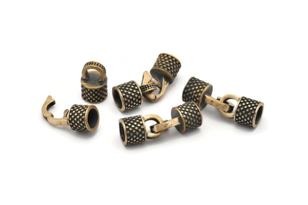 Leather Hook Caps, Oxidized Bronze Leather Cord Ends, Hook Ends for 6mm ...