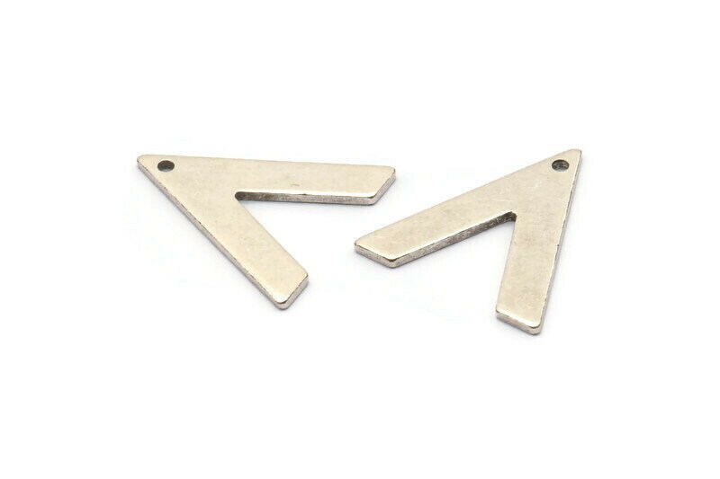 Silver V Shape 12 Antique Silver Plated Brass V Shaped Charms - Etsy UK