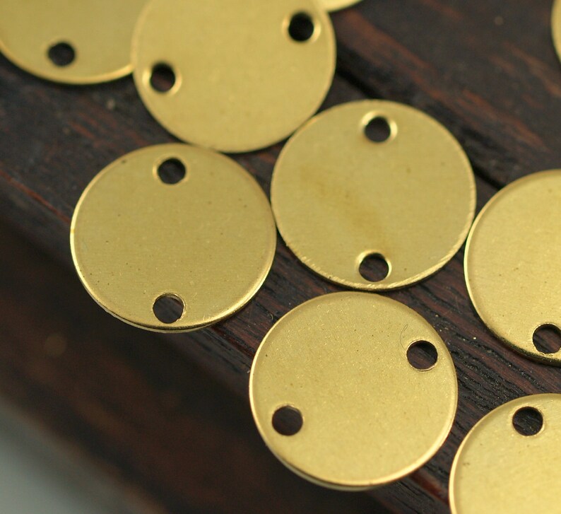 Brass Disc Connector 50 Raw Brass With 2 Holes Connectors | Etsy