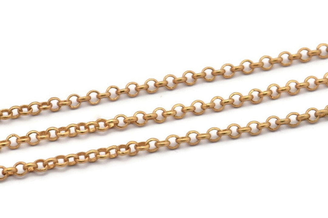 Brass Rolo Chain, Raw Brass Soldered Rolo Belcher Chain (2.5mm) MB 8-18 ...