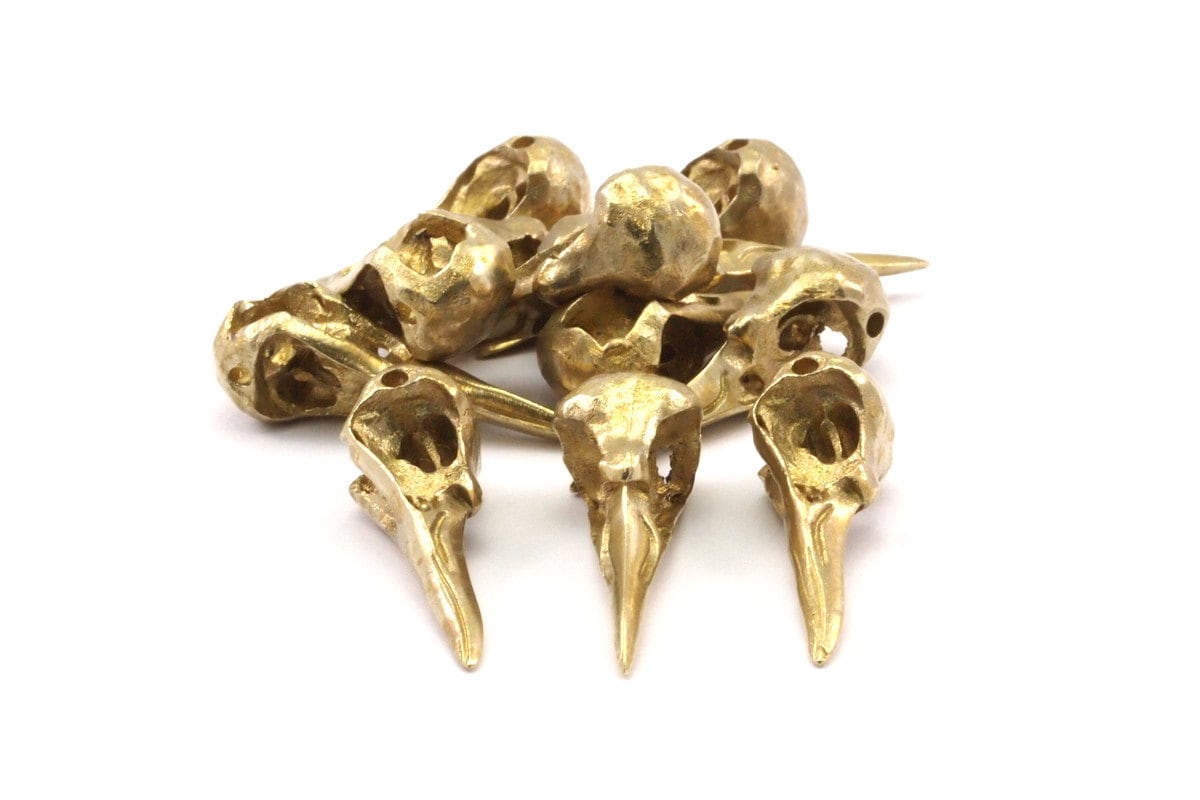 Bird Skull Charm, Raw Brass Bird Skull Necklace Pendants, (32x11x10mm ...