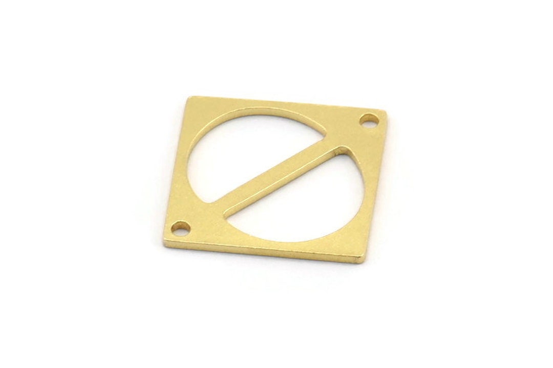 Brass Square Charm, 12 Raw Brass Square Charms With 2 Holes, Connectors ...