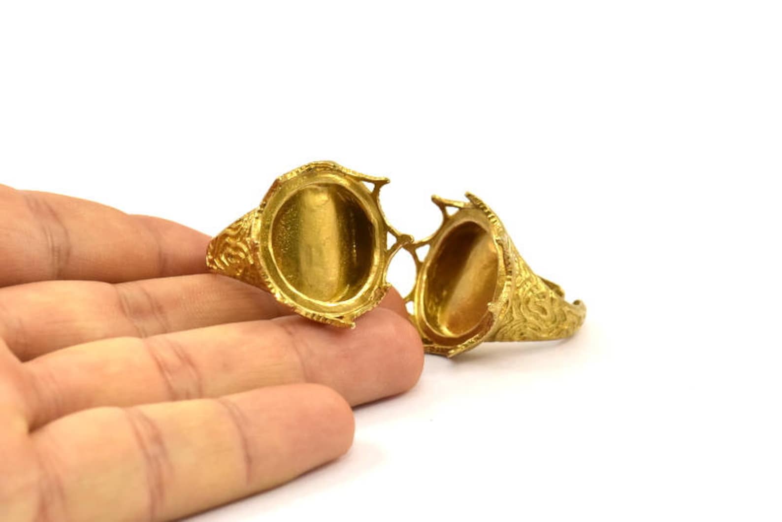 Crown Ring Settings - 1 Raw Brass Crown Ring Setting With Pad Size 20mm ...