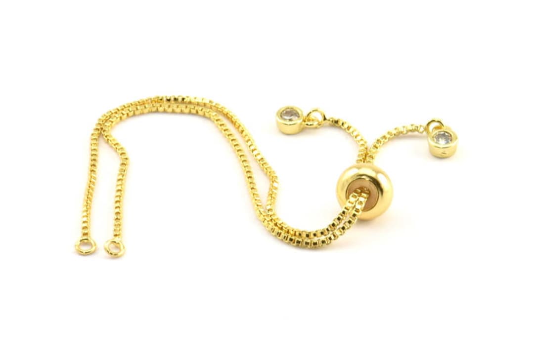 Copper Elevator Chain, 1 Micro Pave CZ Gold Tone Zirconia Rondelle Bead ...