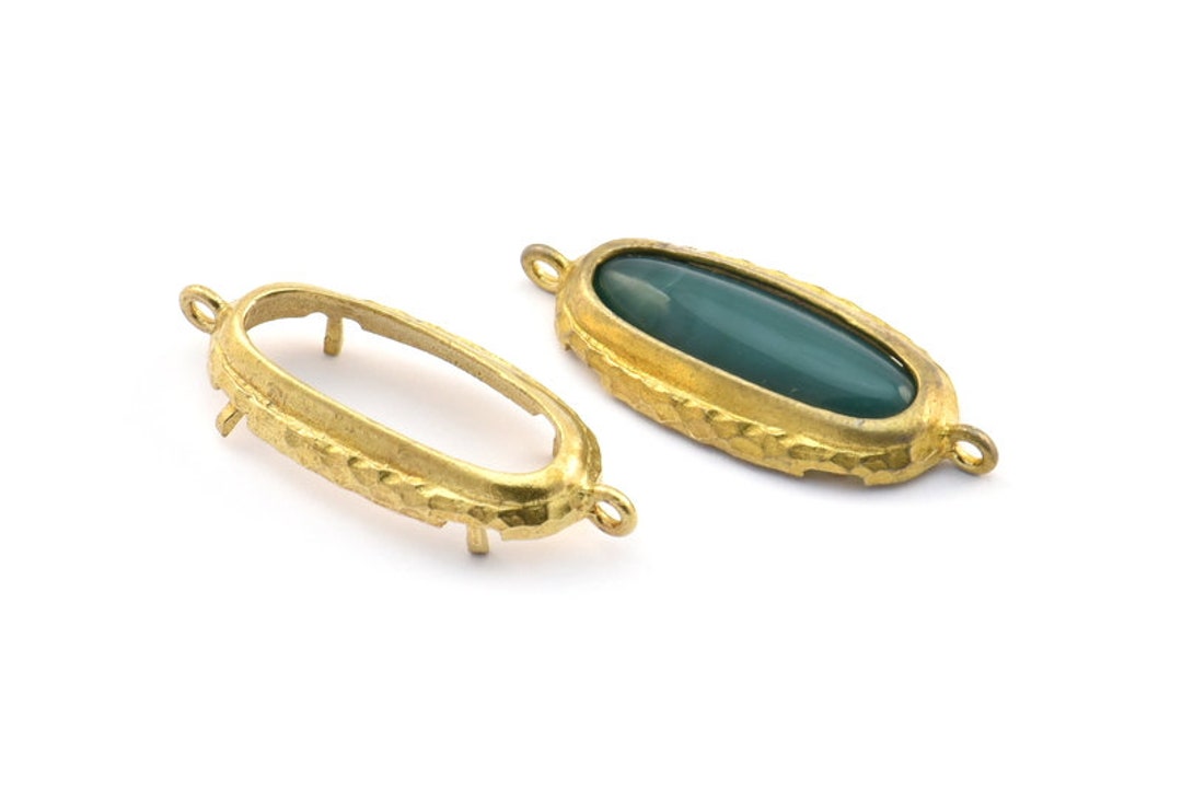 Brass Oval Setting, 4 Raw Brass Oval Settings With 2 Loops and 1 Pad ...